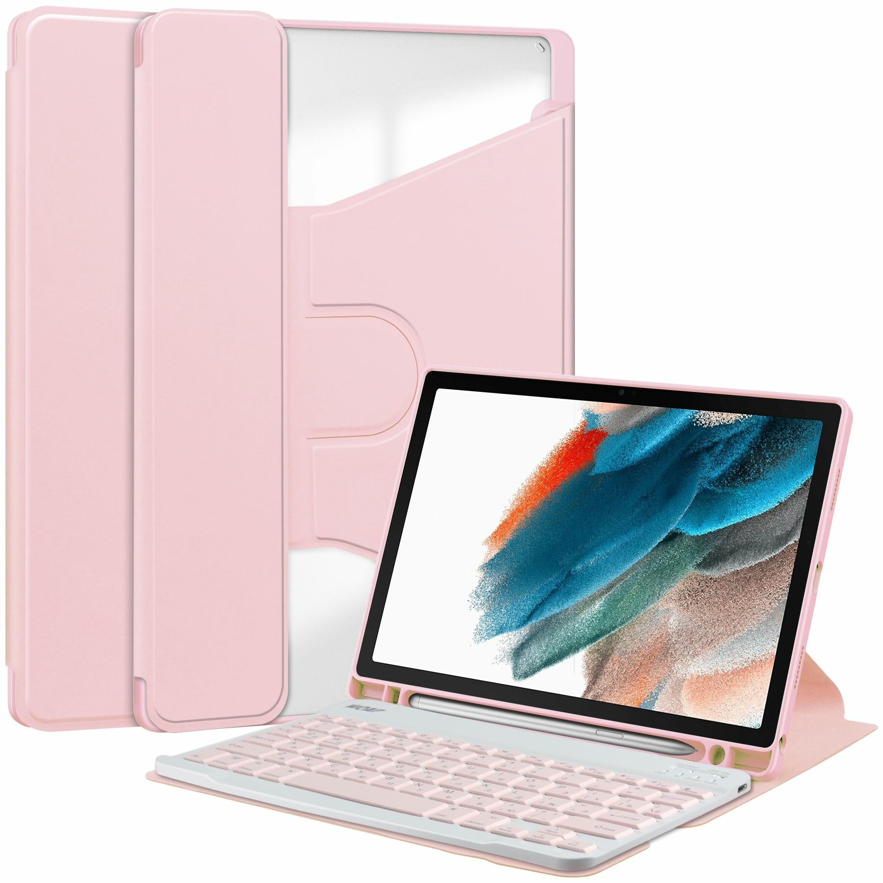 Чехол для Samsung Galaxy Tab A8 10.5" с клавиатурой розовый