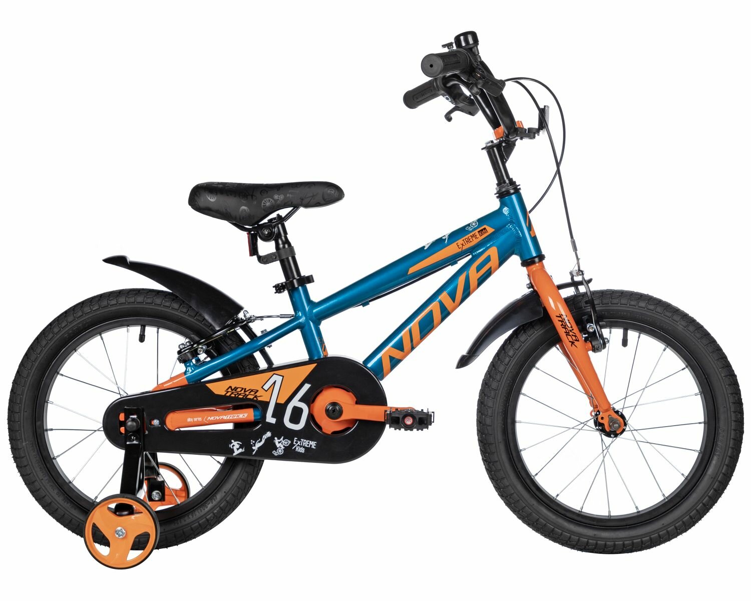 Велосипед Novatrack Extreme V 16 (2025), алюминиевая рама, на рост 98-115 см, бирюзовый