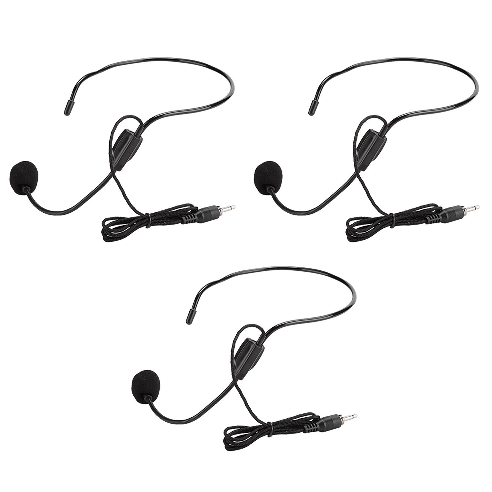 3Pcs 3.5 mm Screw Plug Wired Head Condenser Microphone Headset Mic ABS + metal 86g electret return type 1 m -43 ± 1dB One-way ≤680Ω SNR ≥ 56 dB 50-16000 Hz для Shopping Guide Guider lecture teaching speech