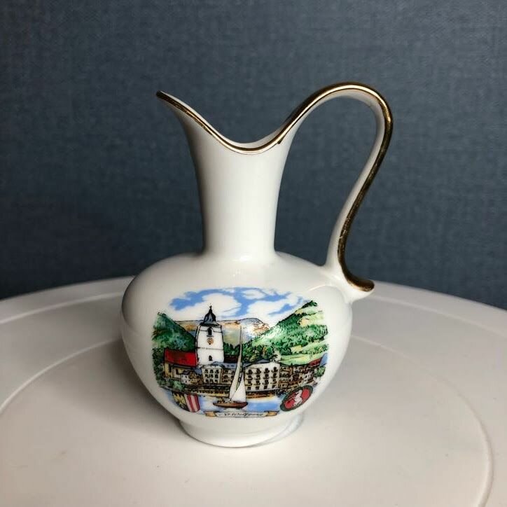Кувшин винтажный, маленький, Австрия "St Wolfgang", 9см, фарфор, позолота