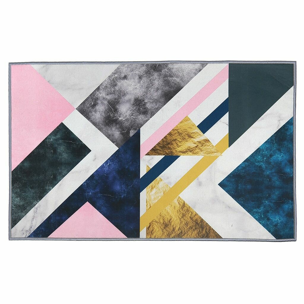 Коврик-дорожка КНР "Самоцветы", 90х150 см, серый, безворсовый, антискользящее основание, оверложенный край, полиэстер