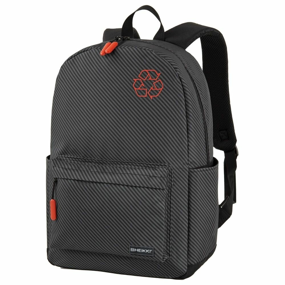 Рюкзак универсальный HEIKKI Energetic, эргономичный, Recycle, черно-серый, 43х30х16 см