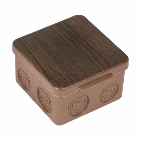 EKF PROxima Коробка распаячная КМР-030-035 пылевлагозащищенная без мембранных вводов (80х80х50) тёмное дерево, plc-kmr-030-035-t