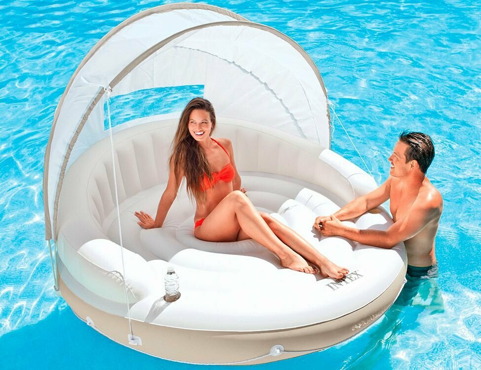 Надувной матрас-плот Intex со съемным навесом Остров, 199х150 см, 58292