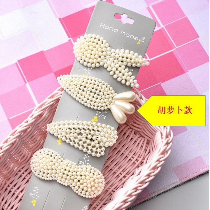 Заколка для волос "Новая жемчужная", морковный цвет