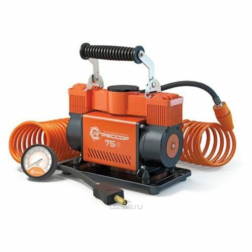 Компрессор автомобильный Агрессор AGR-75, металлический, двухпоршневой, производительность 75 л/мин, 12В, 300Вт Агрессор AGR75