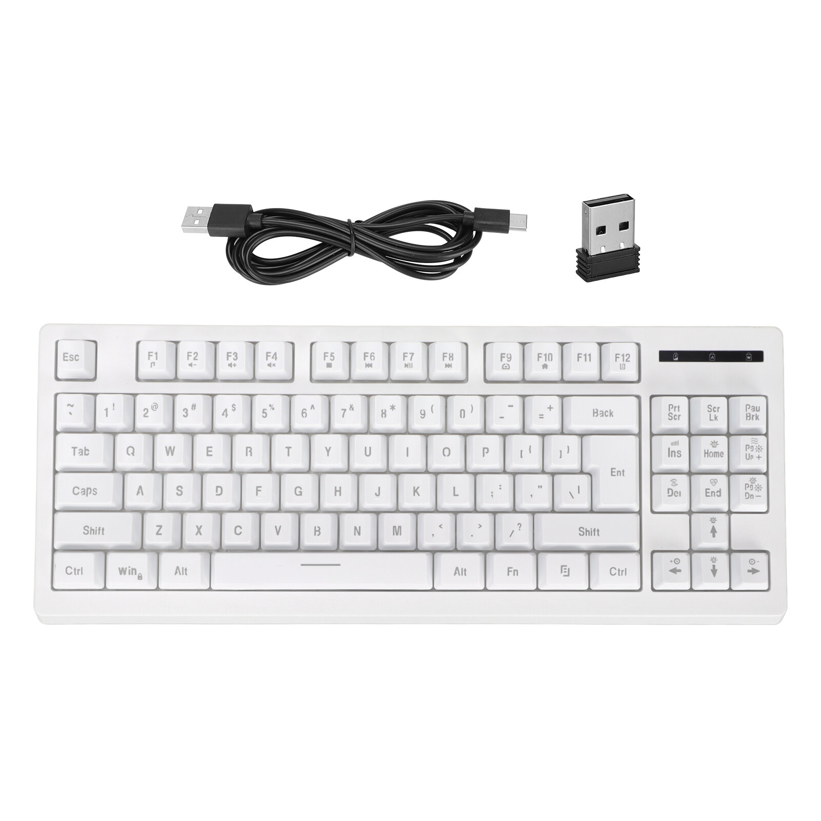 Беспроводная игровая клавиатура с 87 клавишами, 2,4 ГБ, 1800 мАч, срок службы батареи, режим энергосбережения, механическая клавиатура со светодиодной RGB-подсветкой для игровых ПК, белая