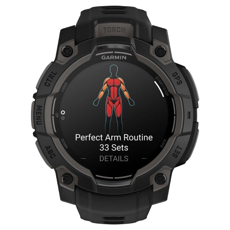 Часы Garmin "Instinct 3", круглые, AMOLED, черный, армированный волокнами полимер, 45мм