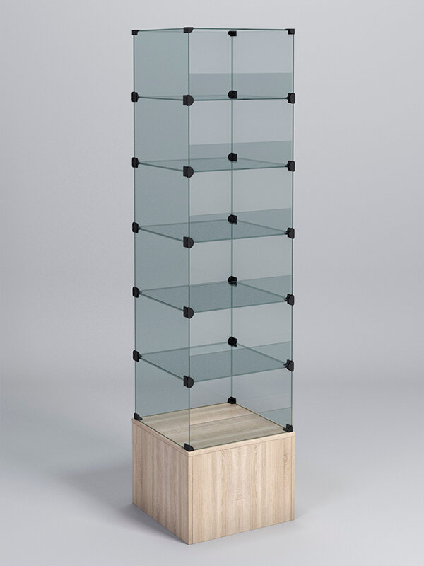 Витрина "КУБ" №610-КО стаканчик (без дверок, передняя стенка - стекло), Дуб Сонома