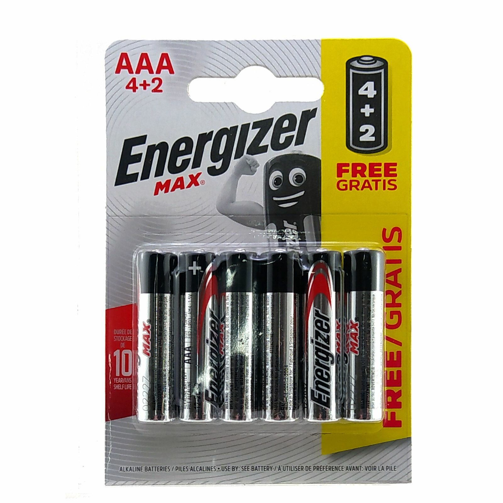 Батарейка (6шт) ENERGIZER LR03 (AAA, E92) MAX 1.5В щелочная(алкалиновая)