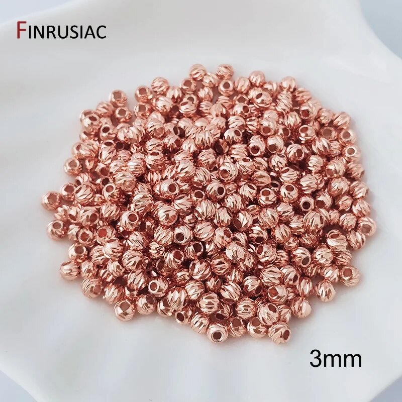 Золотые латунные бусины FINRUSIAC, цветочные, 2.5/3/4 мм, 100 шт 50 Pcs, rose gold plated-3mm