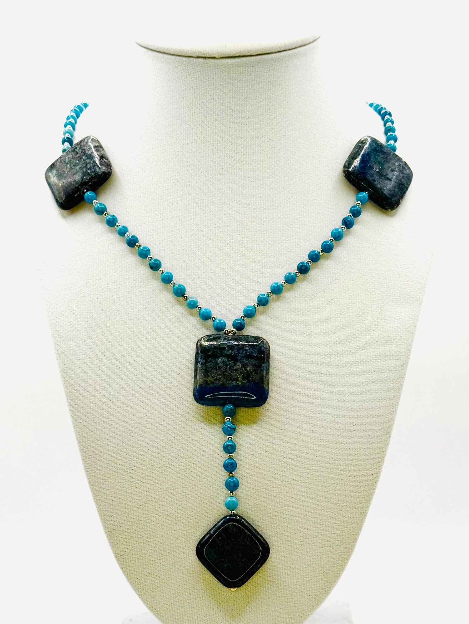 Колье, лазурит, бирюза