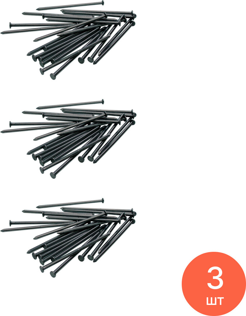 Гвозди строительные оцинкованные, стальные, 3.0×70мм, 1кг / крепеж и фурнитура (комплект из 3 шт)
