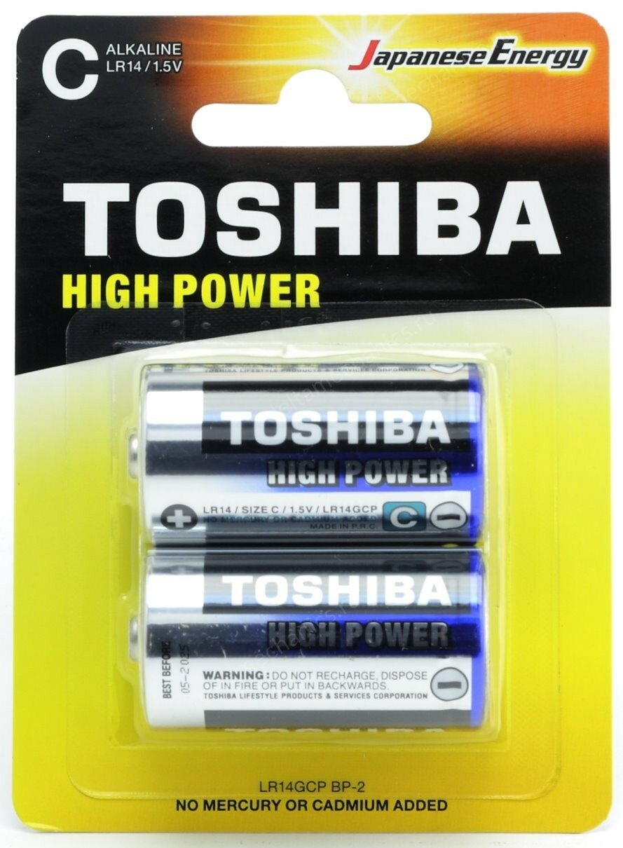 C (LR14) Toshiba, 1.5V, alkaline, упаковка 2шт.