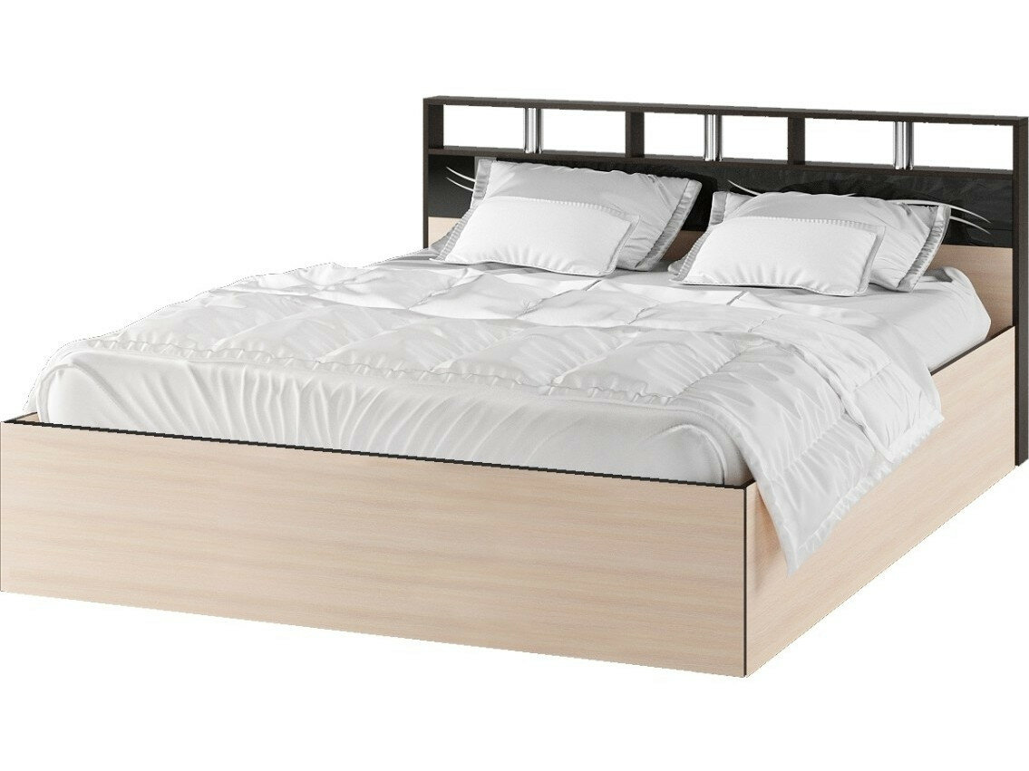 Кровать 160+настил ДСП, венге/дуб молочный Венге/Дуб молочный