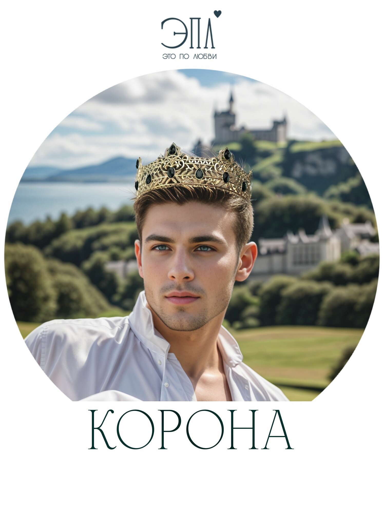 Корона на голову мужская с черными камнями, диадема свадебная для волос для мальчиков принцев