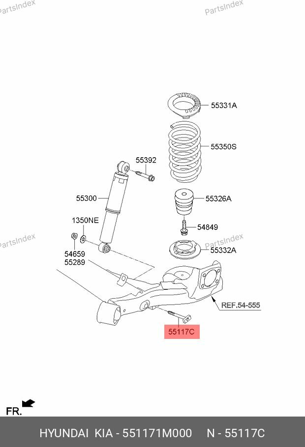 Бoлт автомобильный, HYUNDAI/KIA/MOBIS 551171M000