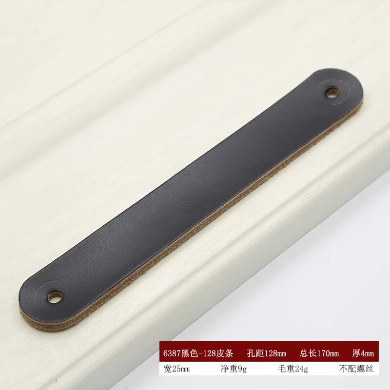 Ручки для шкафов LISM из воловьей кожи 387-Black-128mm-Pimp
