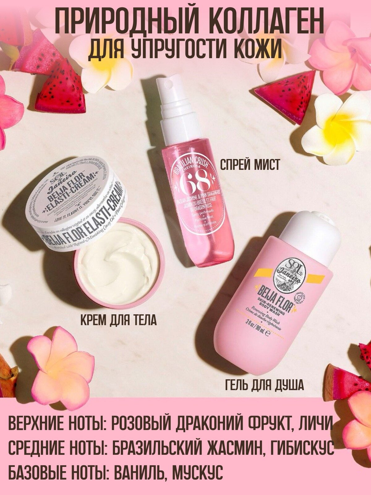 Набор Sol de Janeiro 68 из трех предметов, с ароматом Cheirosa 68.