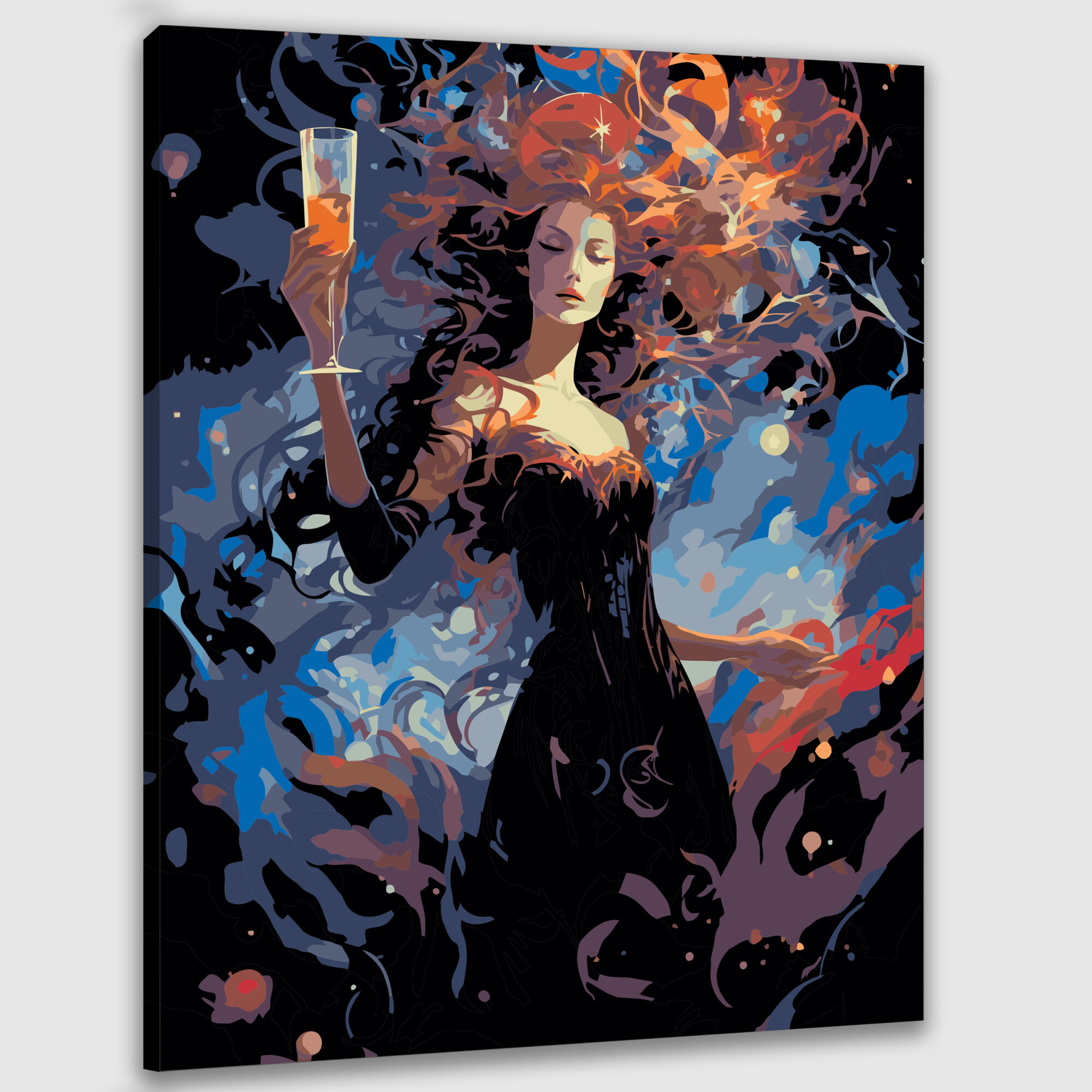 Картина по номерам 40x50 см, цифровая картина, искусство, волшебное вино, мистическая фигура, плавание, море цветов