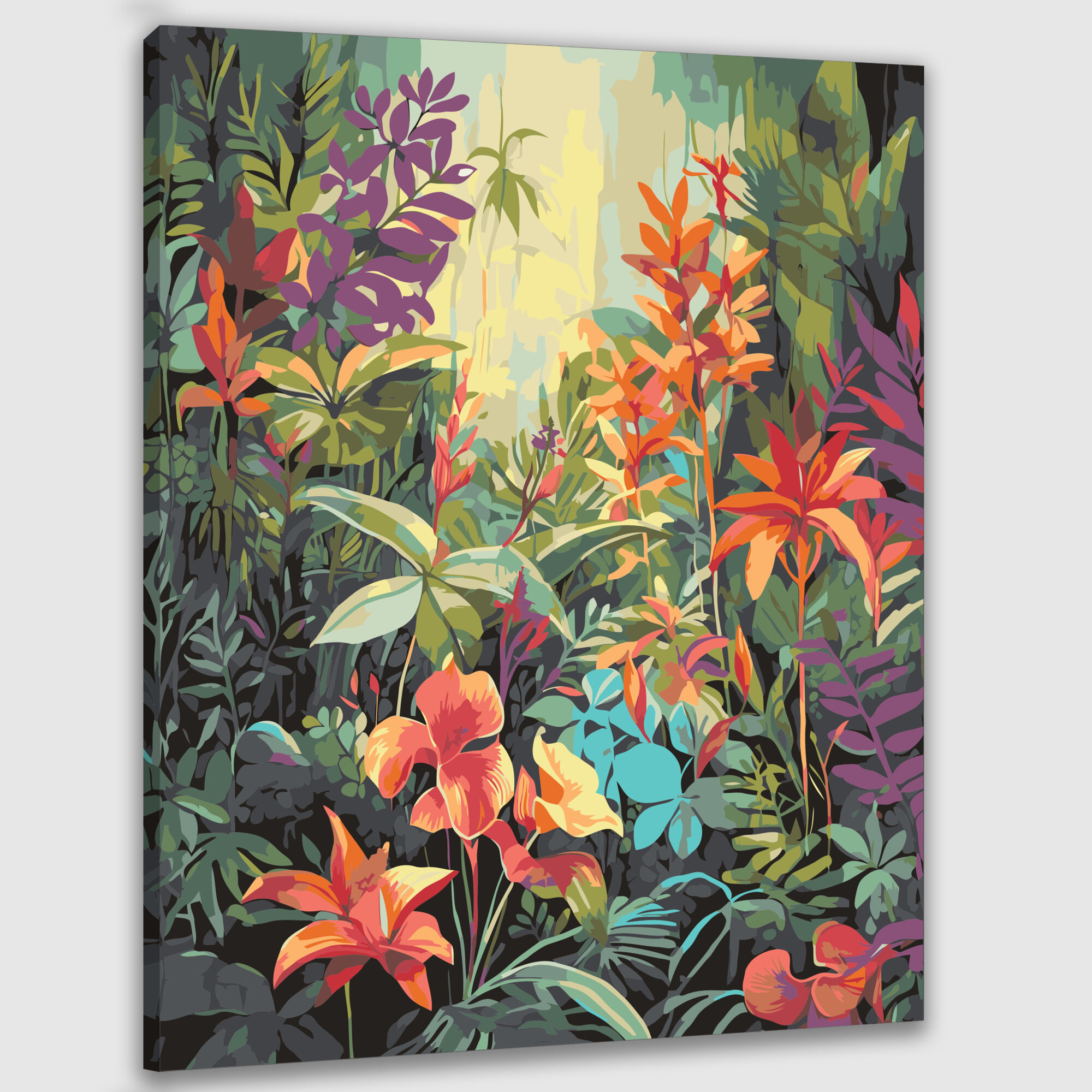 Картина по номерам 40x50 см, тропический лес, экзотическая флора, экзотическая фауна, пышность, яркие оттенки