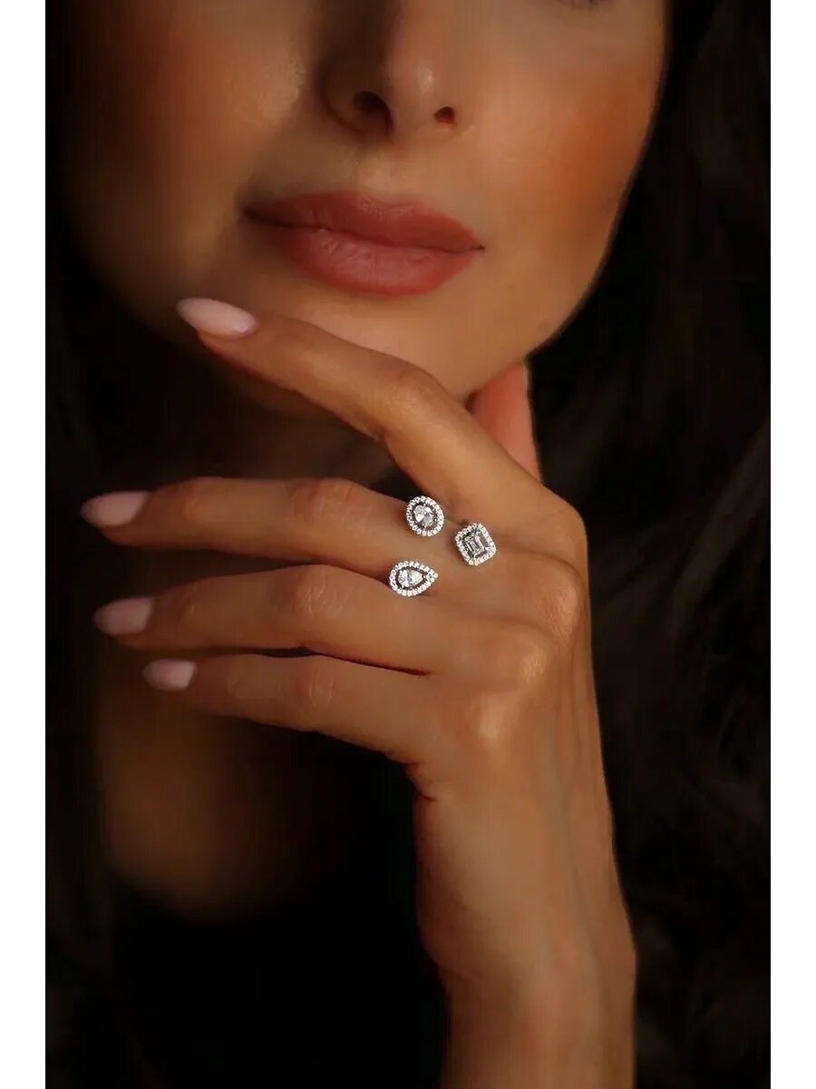 Кольцо, кристалл, циркон, фианит