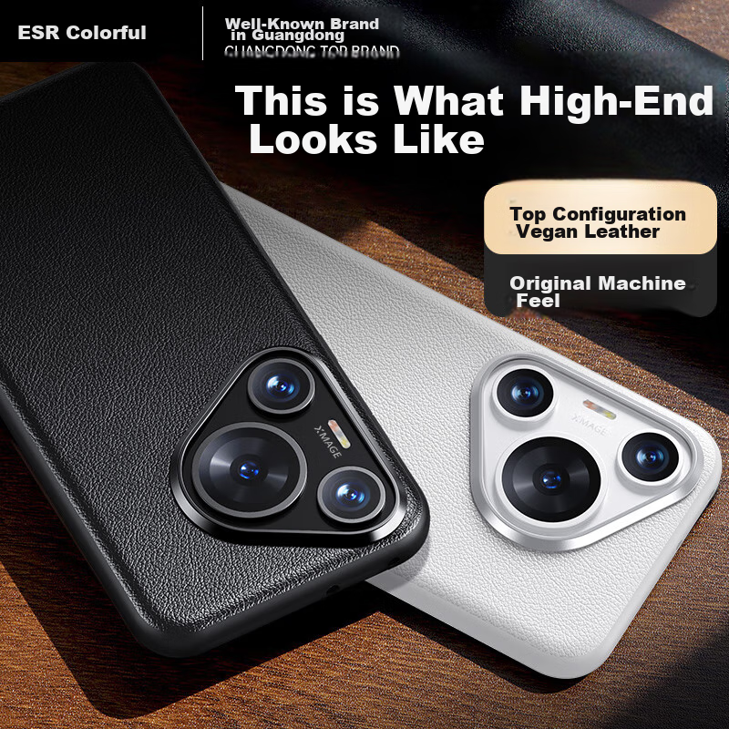 ESR Phone Case for Huawei Pura70Pro/Pro+, P70pro Protective Cover, New Ultra-Thin Full Protection Shockproof Silicone Genuine Leather Feel Anti-Fingerprint High-End Case for Men And Women, Black