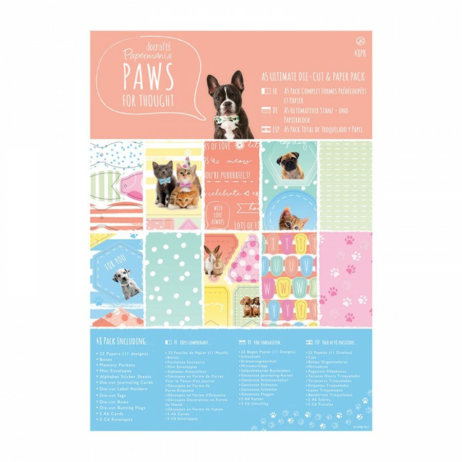 Набор для скрап-проектов Paws for Thought с высеченными элементами и бумагой А5 (14,8 х 21,0 см) DOCRAFTS PMA160254