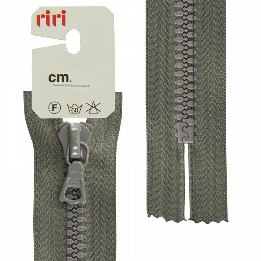 Молния riri тракторная неразъемная, 6 мм, 22 cм, цвет 2106, серый