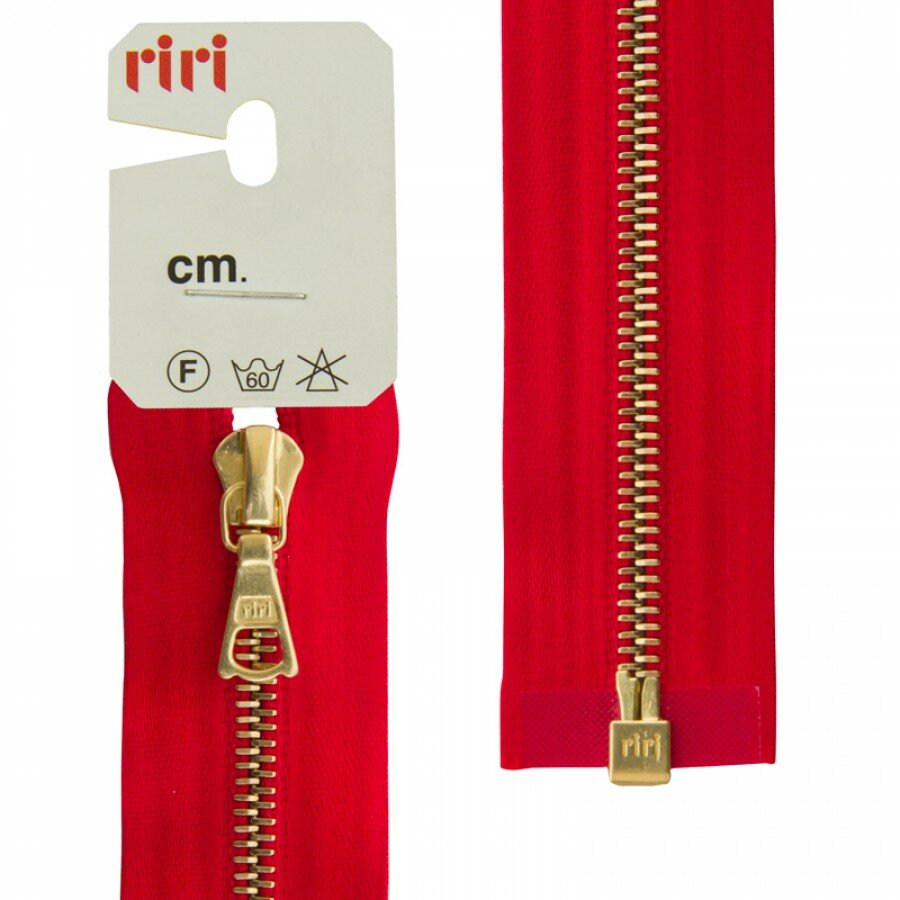 Молния металл, Gold, разъёмная 1 замок, на атласной тесьме, 4 мм, 70 см, цвет 9426, красный