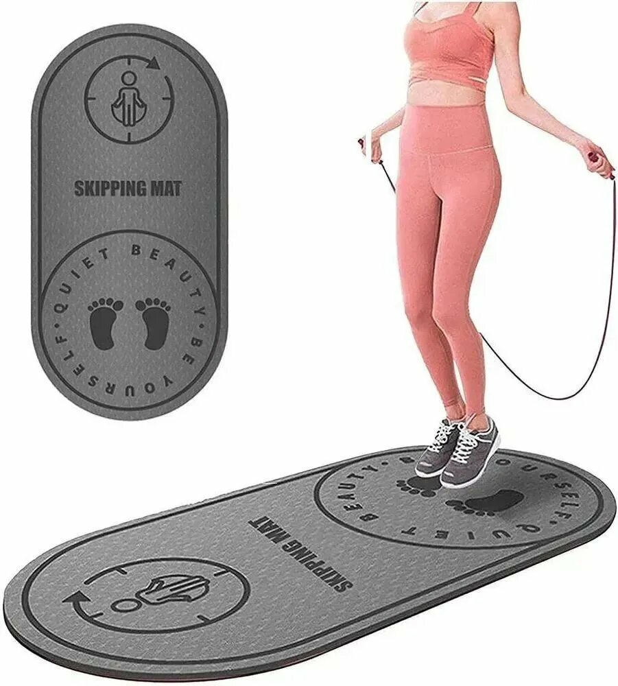 Коврик для прыжков на скакалке 127х63 см, 6 мм, серый / Коврик для йоги и фитнеса