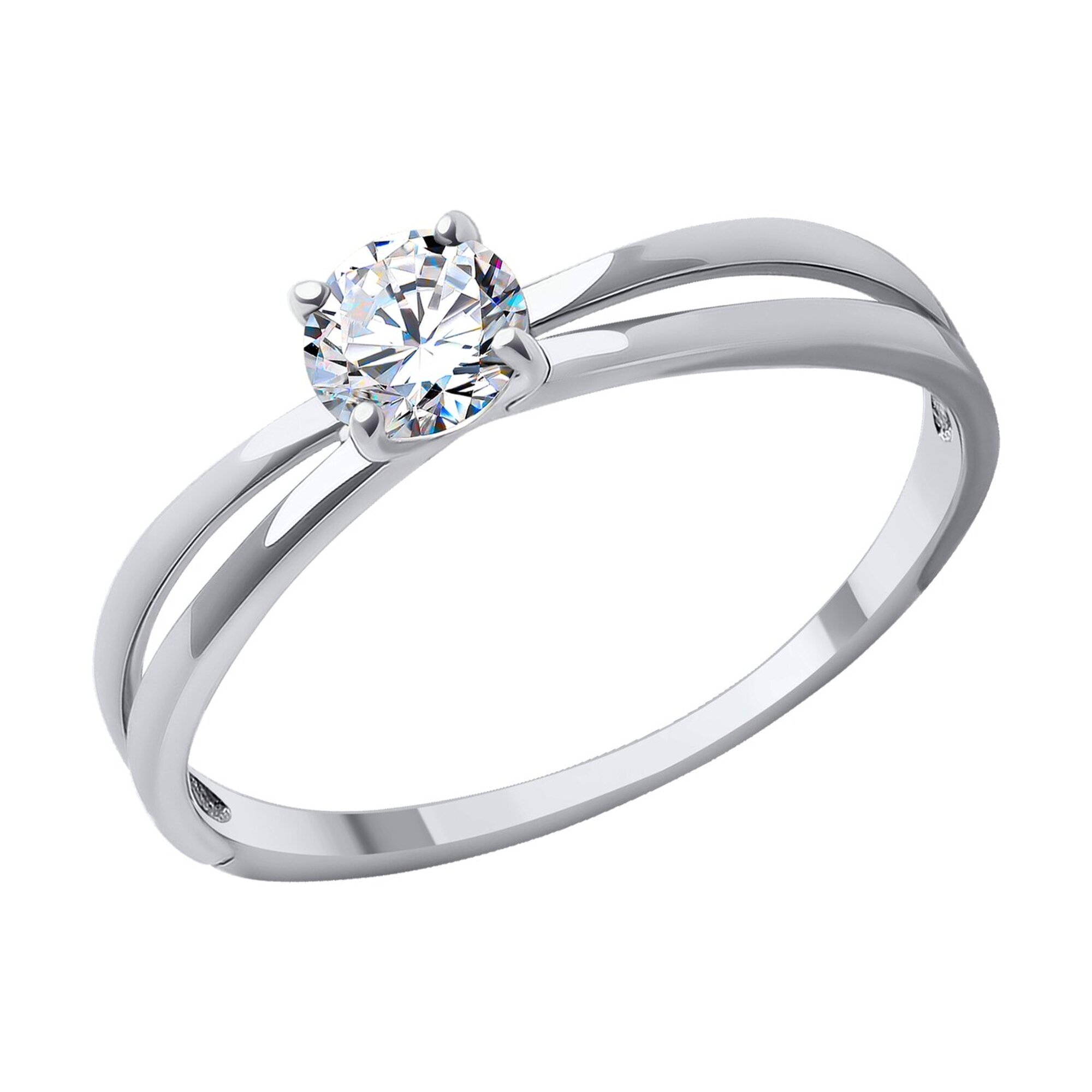 Кольцо помолвочное Diamant online, белое золото, 585 проба, фианит