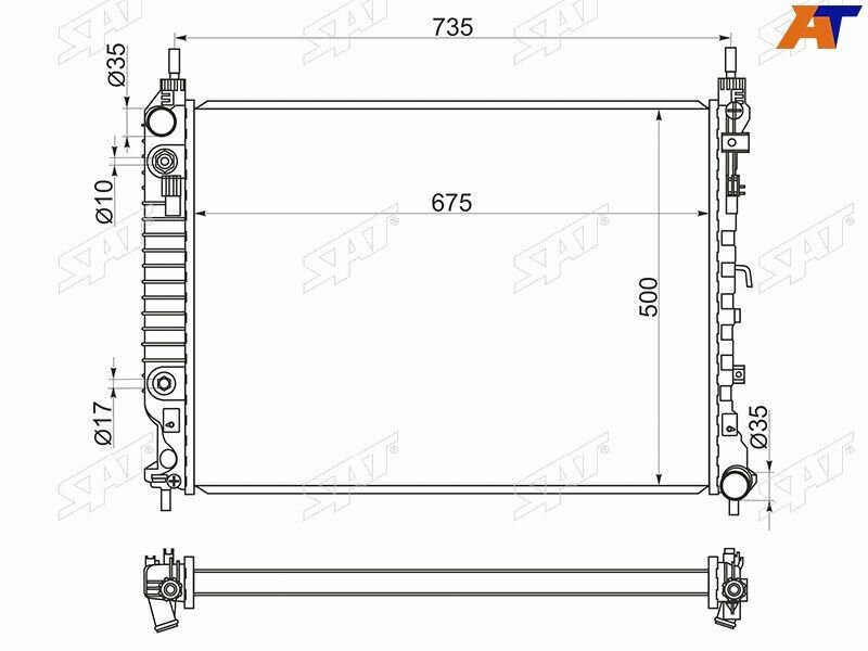 . SAT Радиатор охлаждения двигателя для Chevrolet Captiva 06-15 / Opel Antara 06-15