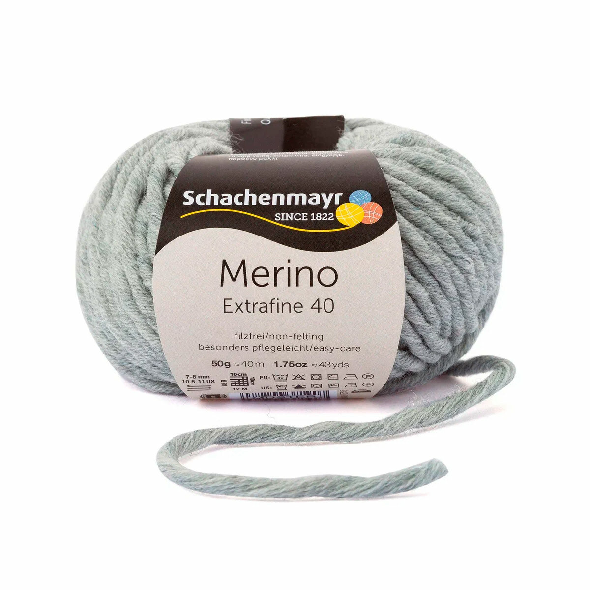 Merino Extrafine 40 /Мерино Экстрафайн 40/ пряжа Schachenmayr Merino, MEZ, 9807555 (00390, *, hellgrau meliert (светло-серый меланж), серый)