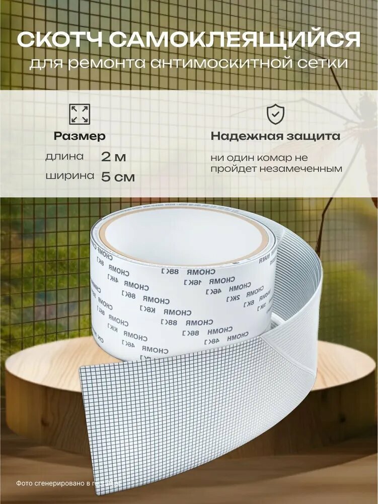 Скотч сетка для ремонта антимоскитной сетки 5см*2м