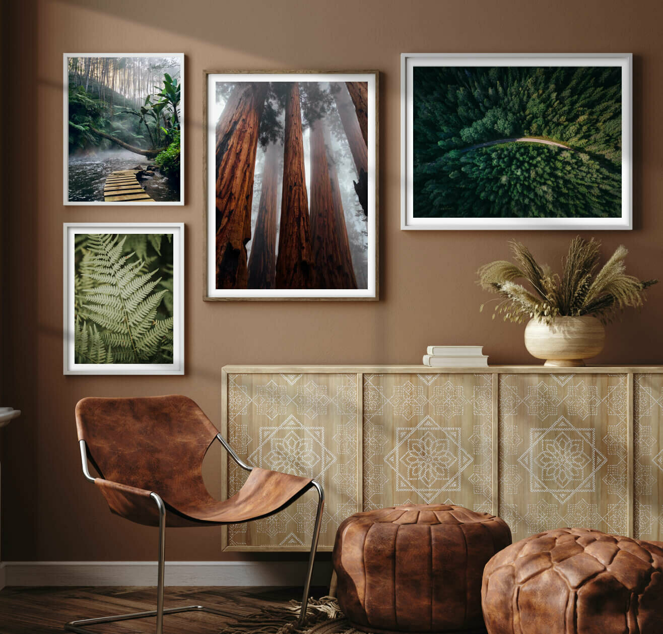 Постер 4 шт без рамки "Лес набор постеров" набор картин для интерьера