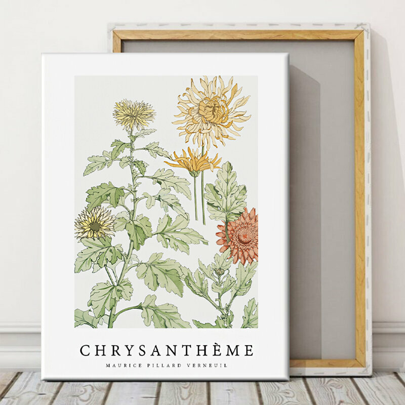 Картина на холсте 40х50 см "Растения Цветы ботаника Хризантемы", на стену для интерьера