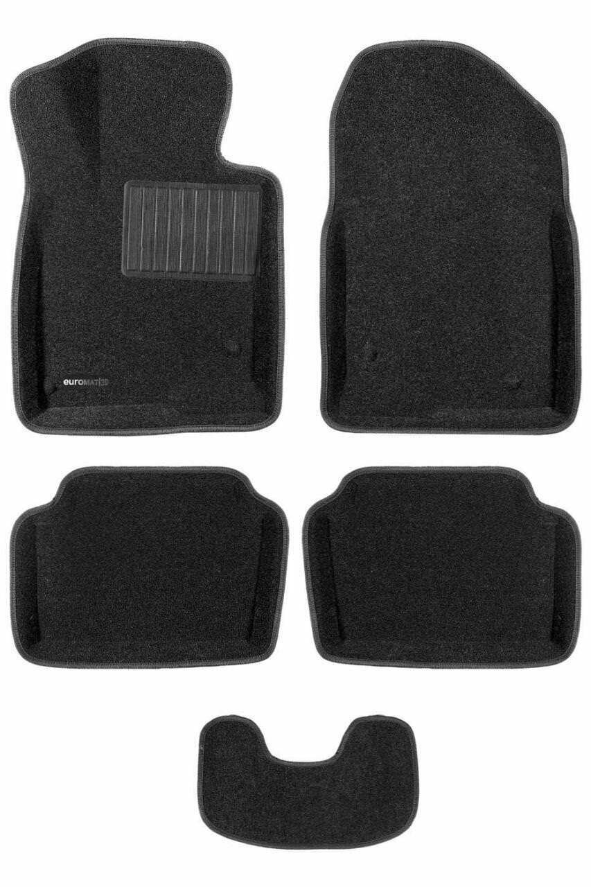 Коврики текстильные 3D Euromat для Mazda 3 III (BM, 2013-2019) / 3Д Евромат Мазда 3, с полиуретановым подпятником, черные