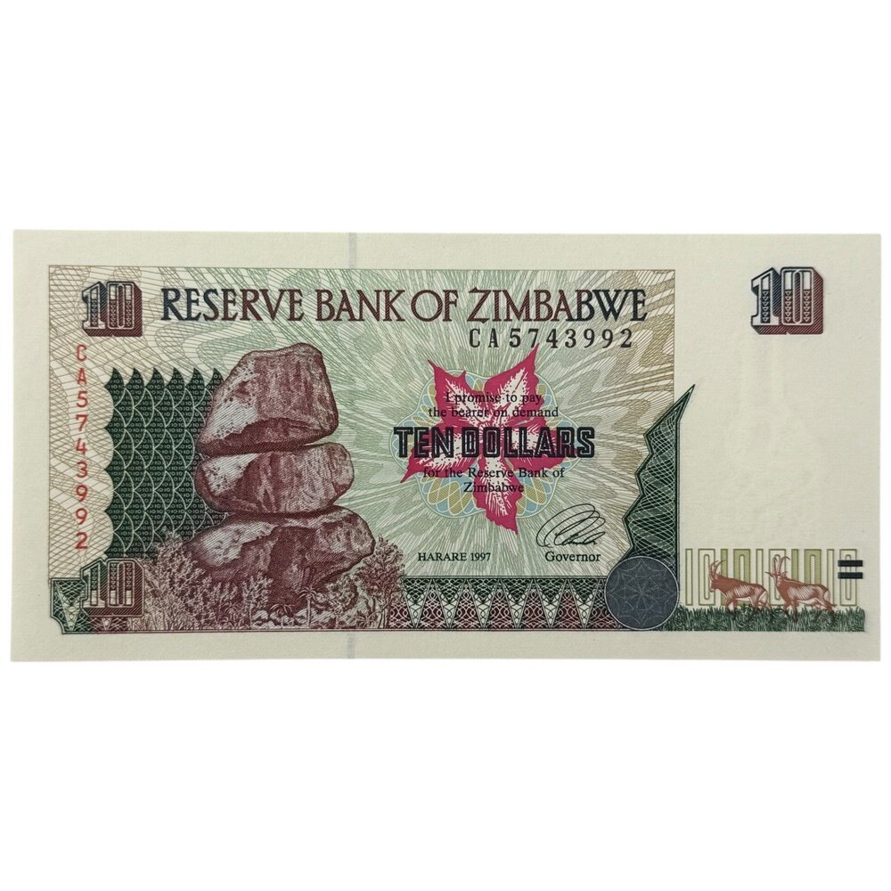 Зимбабве 10 долларов 1997 г. (Серия CA)