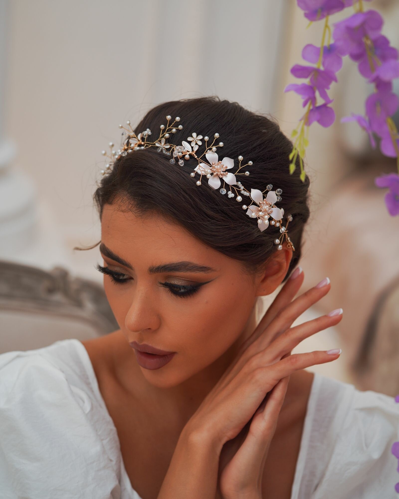 Диадема LUMINA "JEWELS", женская, бижутерный сплав/пластик/стразы, розовая