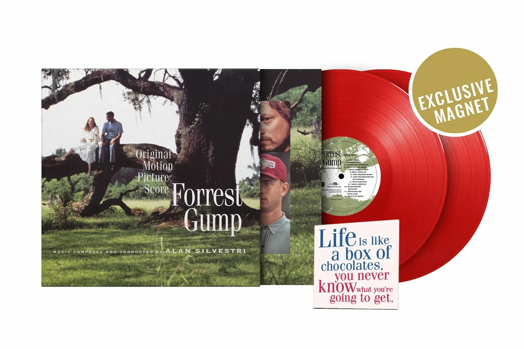 Форрест Гамп OST (500шт в мире Red, 30th Anniversary Limited Soundtrack) Ультра-Редкая, Красная Виниловая Пластинка, Саундтрек-Фильм Forrest Gump + Эксклюзивный Магнит