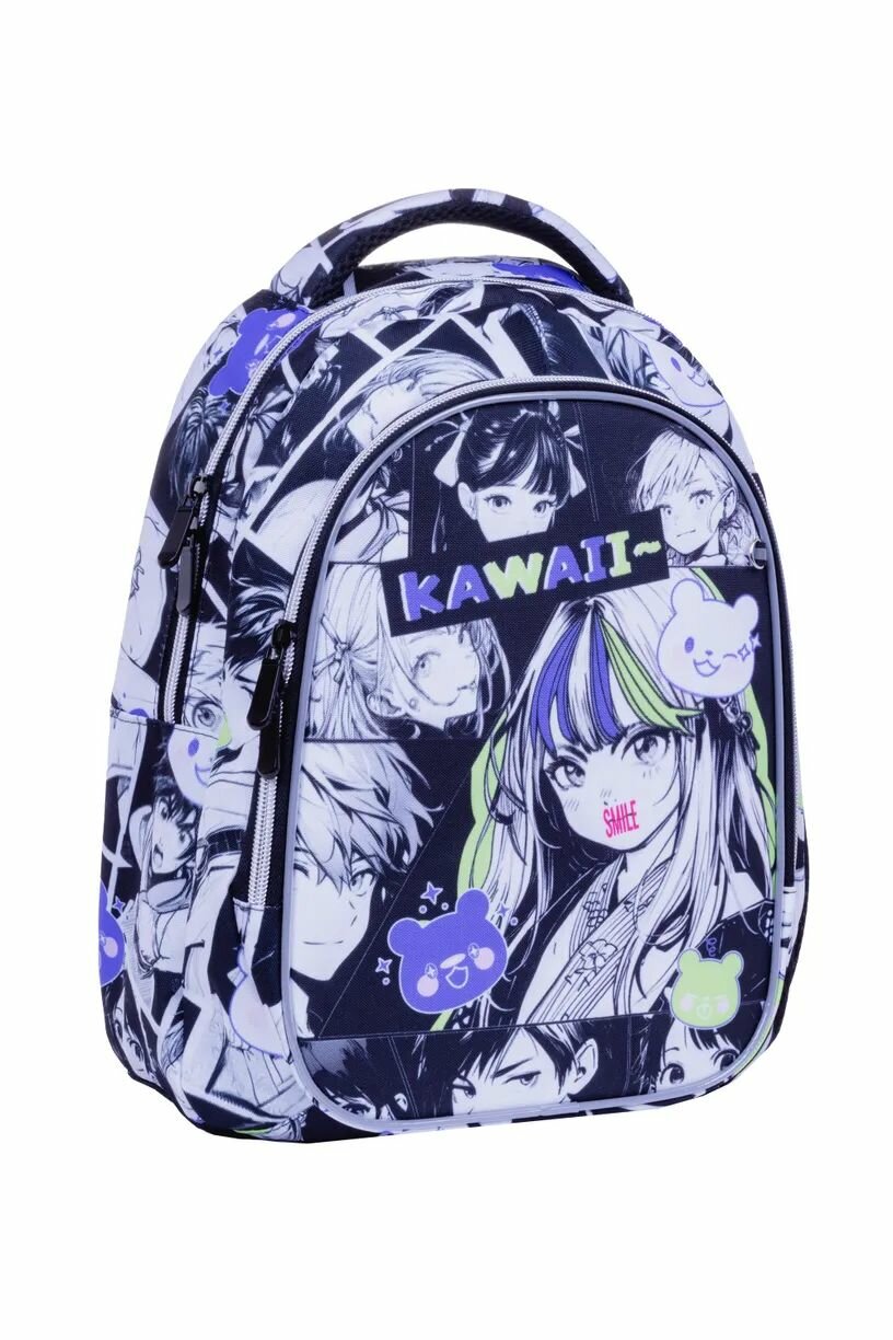 Ранец CENTRUM "Аниме Smile", для девочек, с наполнением, синий, 36 см x 30 см x 17 см