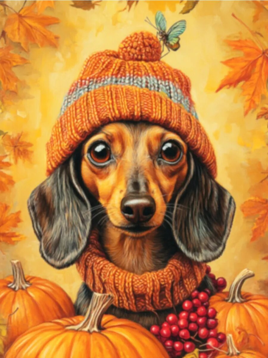 Картина по номерам собака такса 40х50