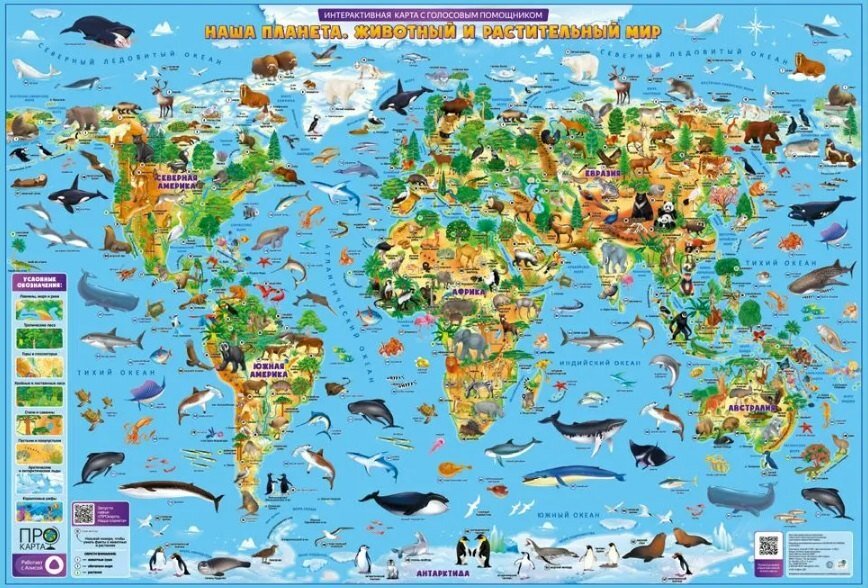 Карта настенная "Наша планета. Животный и растительный мир"