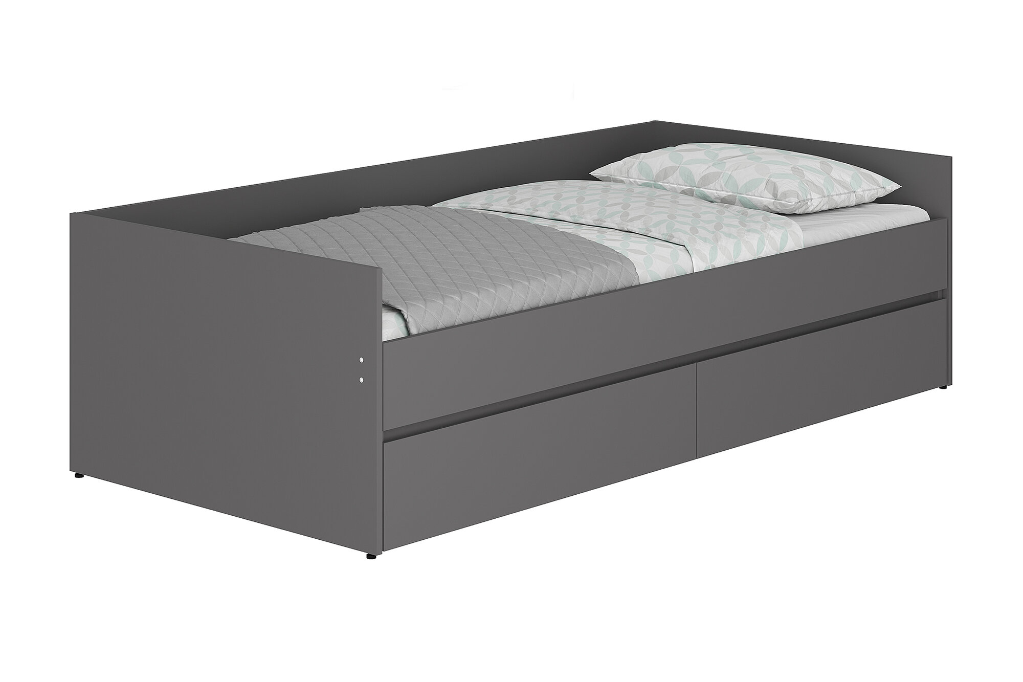 Кровать-трансформер с ящиками Нонтон Симпл, 90x200 см, рейка, графит