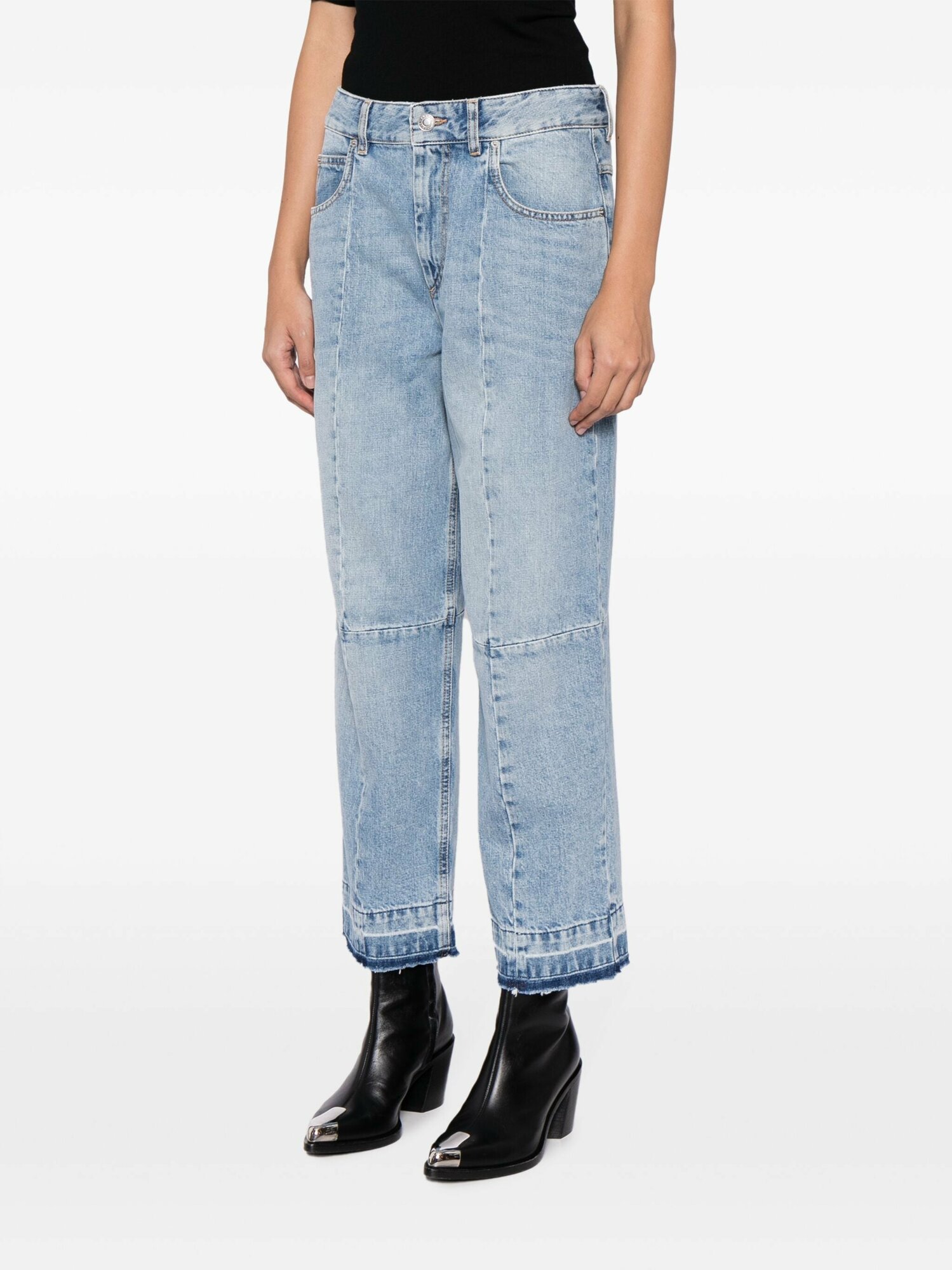 Джинсы Isabel Marant Norela patchwork cropped jeans, размер 38, синий — фото 1