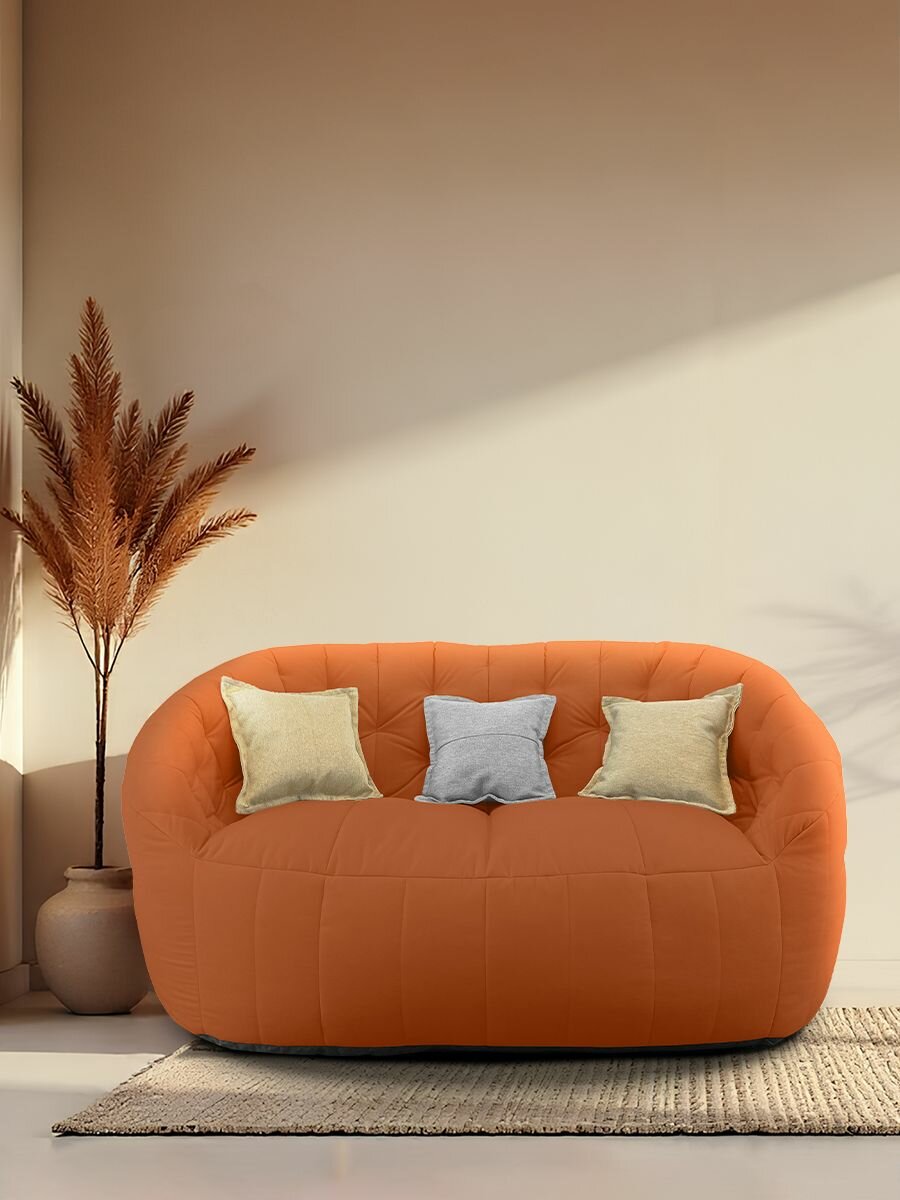 Бескаркасный диван Butterfly Twin Sofa - Terra Cocta (велюр, оранжевый)