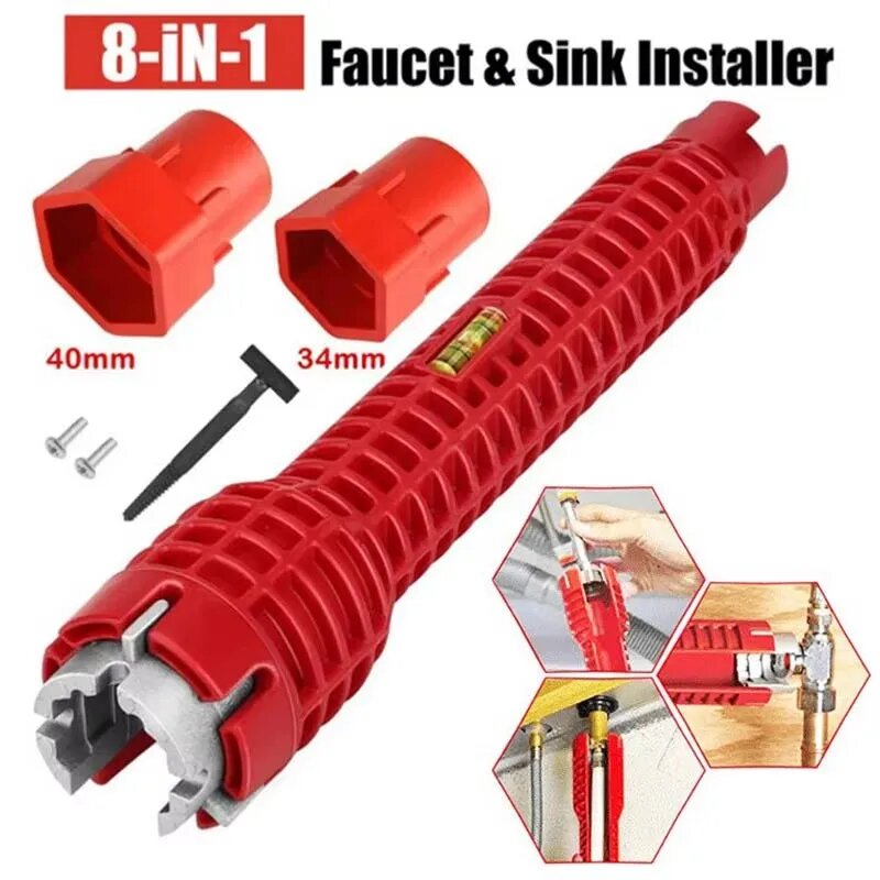 Противоскользящий ключ для раковины 8 в 1, многофункциональный ремонтный ключ с двойной головкой, водонагреватель, сантехнические инструменты, наборы инструментов для ванной комнаты