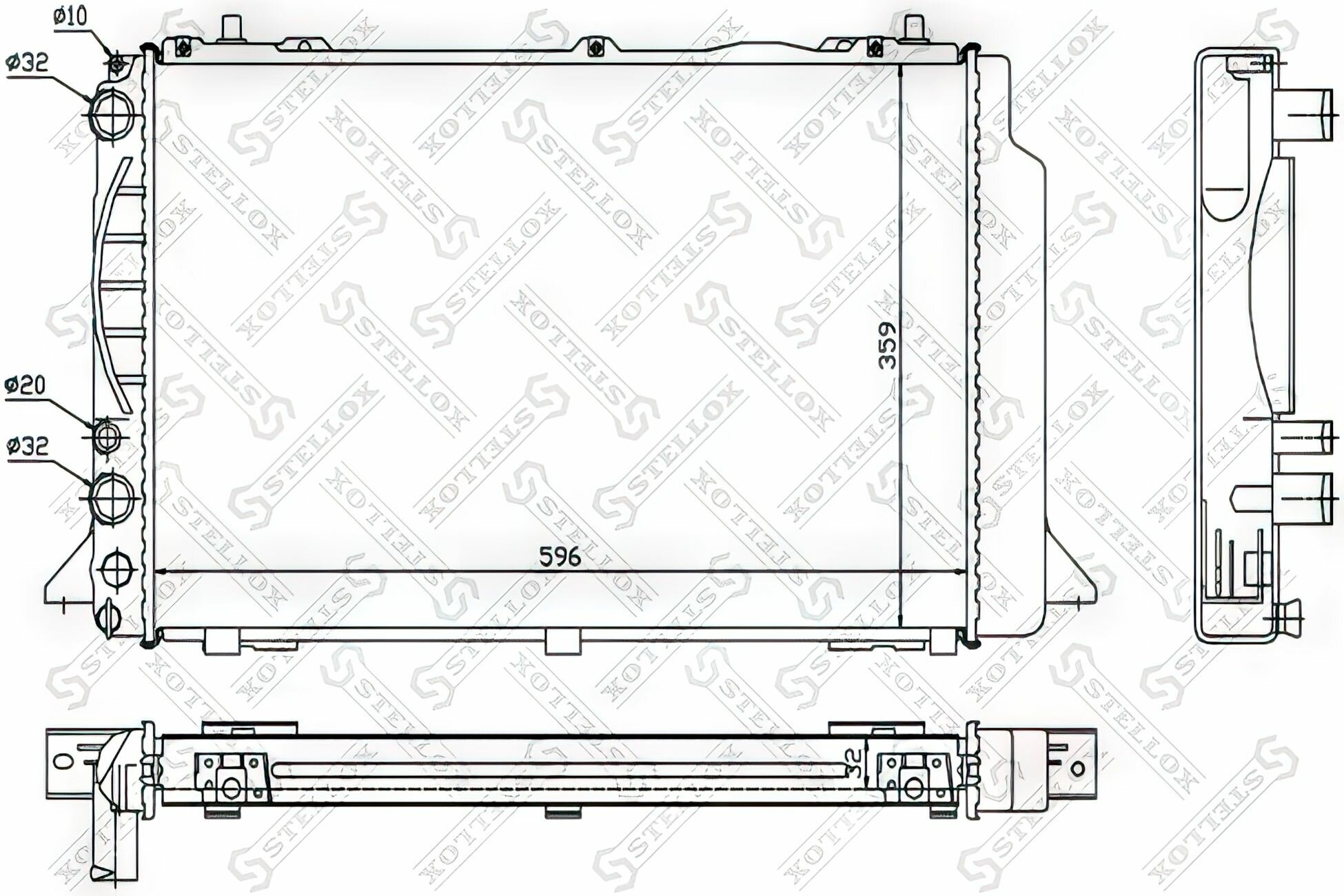Радиатор охлаждения двигателя для Ауди 80 B3, B4 10-25536-SX STELLOX
