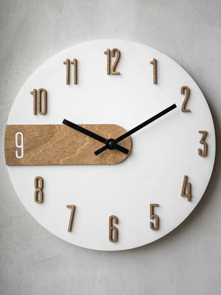 Настенные часы, белые, настенные, деревянные настенные часы для помещений, 28 см x 28 см